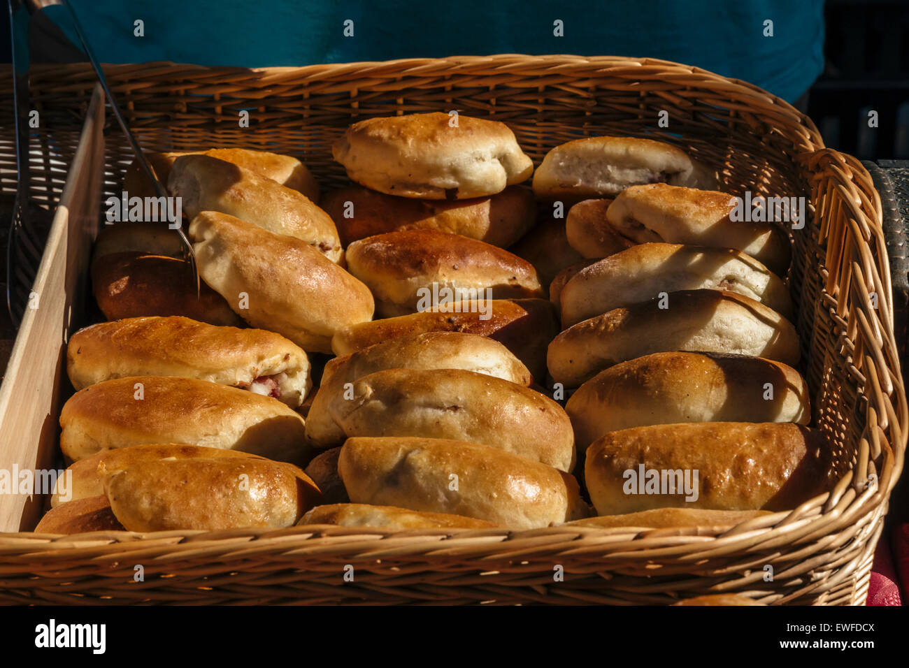 Piragi (bacon and onion buns), Farmer's Market, Bergs Bazaar, Riga ...