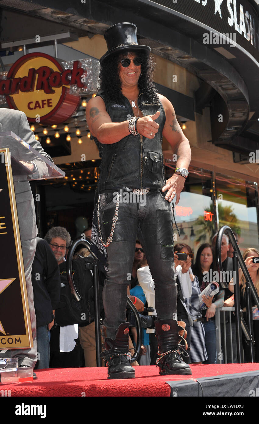LOS ANGELES, CA - JULY 10, 2012: Rock guitarist Slash on Hollywood Blvd ...