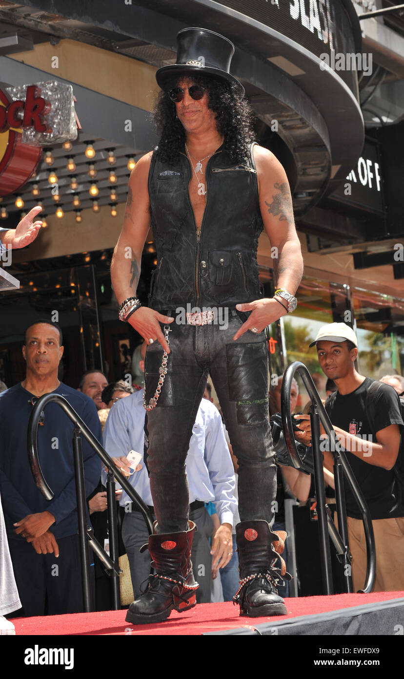 LOS ANGELES, CA - JULY 10, 2012: Rock guitarist Slash on Hollywood Blvd ...
