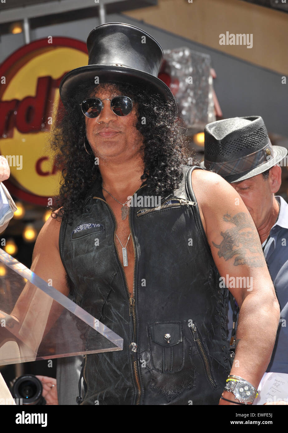 LOS ANGELES, CA - JULY 10, 2012: Rock guitarist Slash on Hollywood Blvd ...
