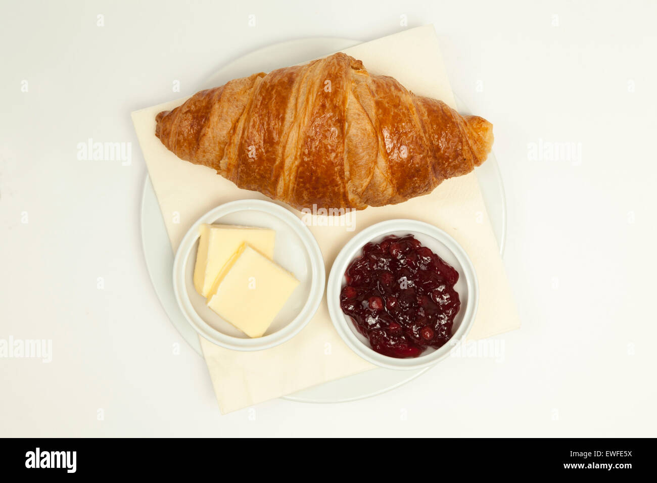 Croissant with butter and jam Stock Photo - Alamy