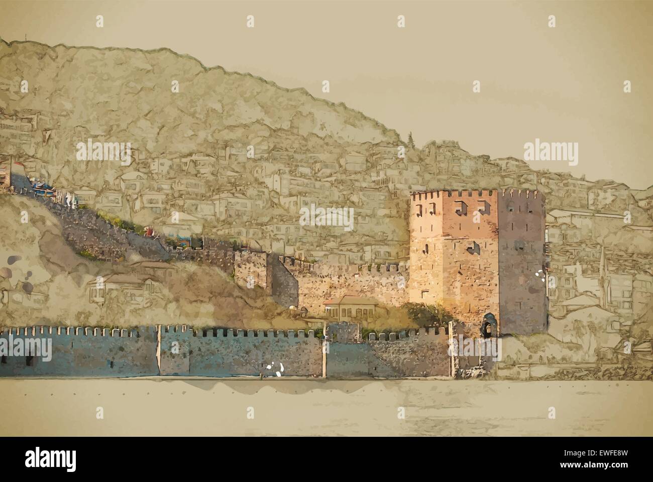 castle of Alanya Stock Vector Image & Art - Alamy