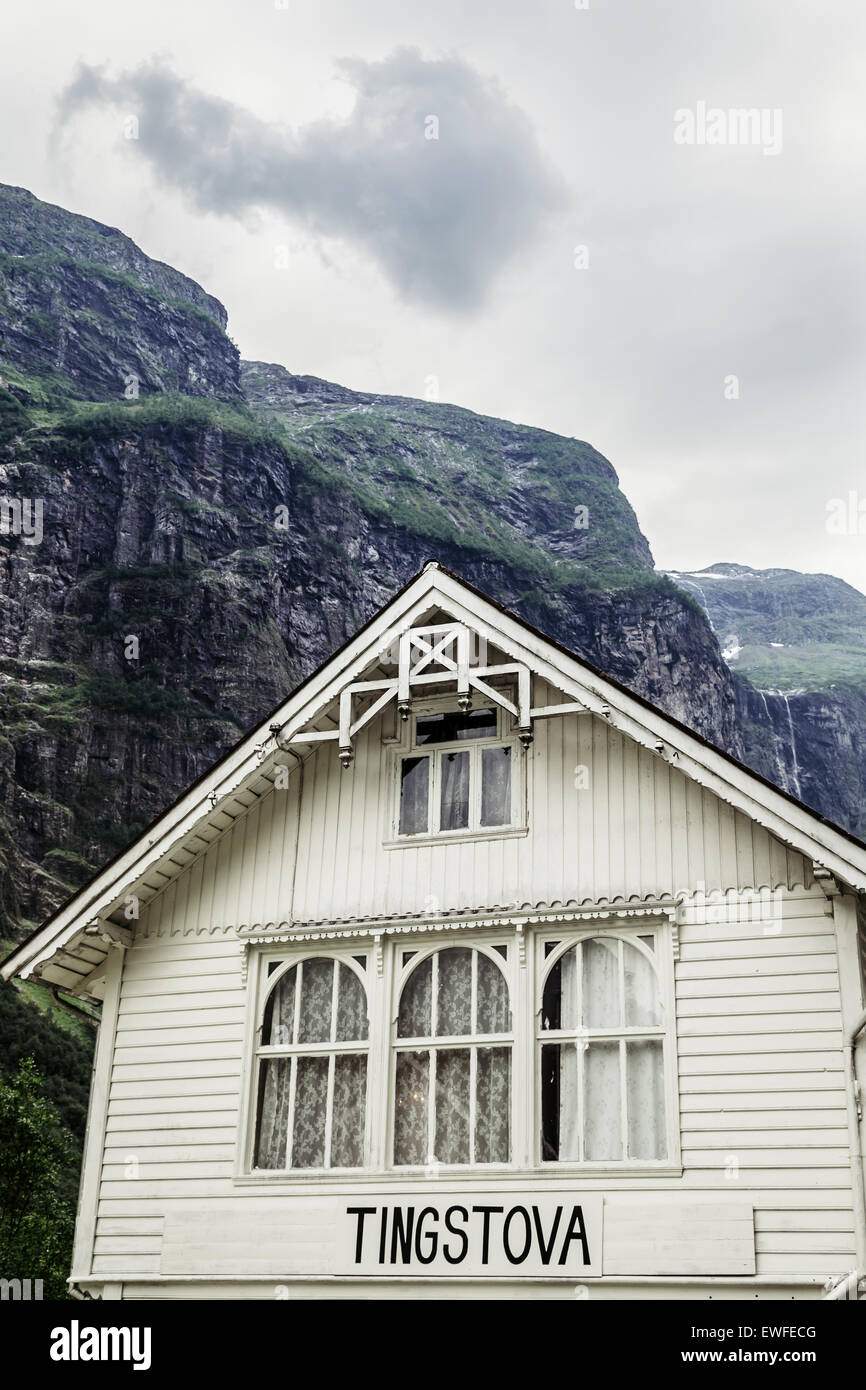 Traditional painted timber house in Gudvangen, Norway Stock Photo - Alamy