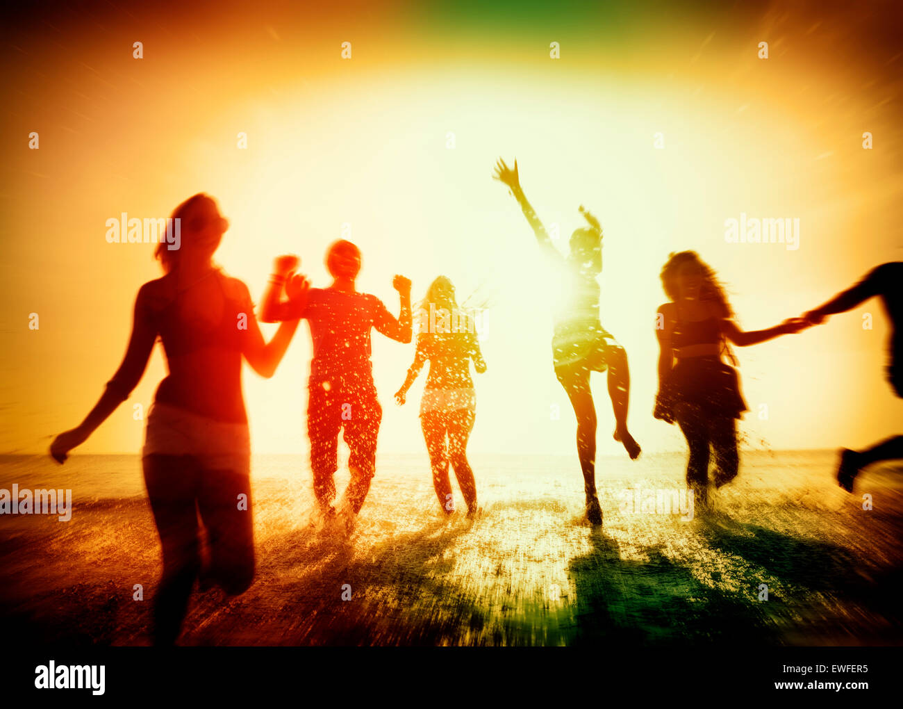Diverse Beach Summer Friends Fun Running Concept Stock Photo - Alamy