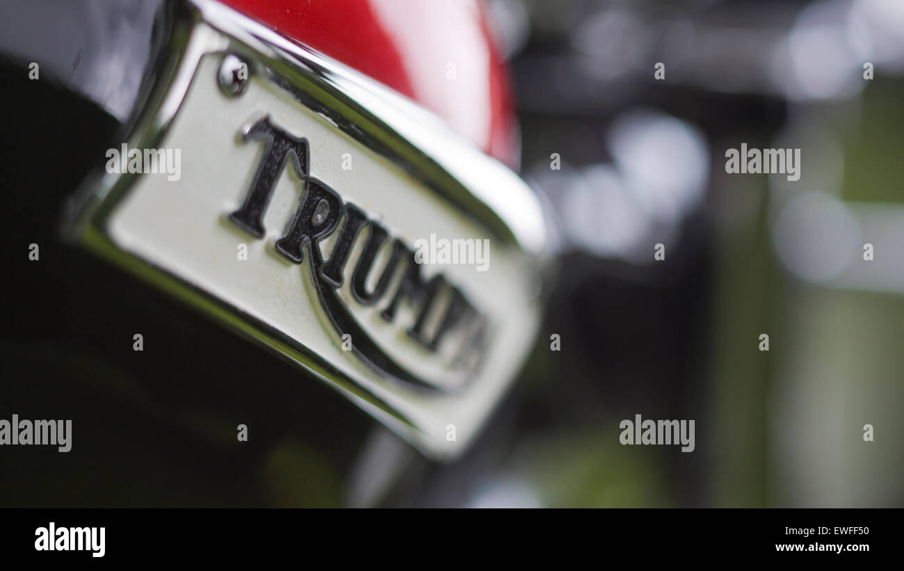 Triumph Bonneville classic motorcycle trademark insignia Stock Photo ...