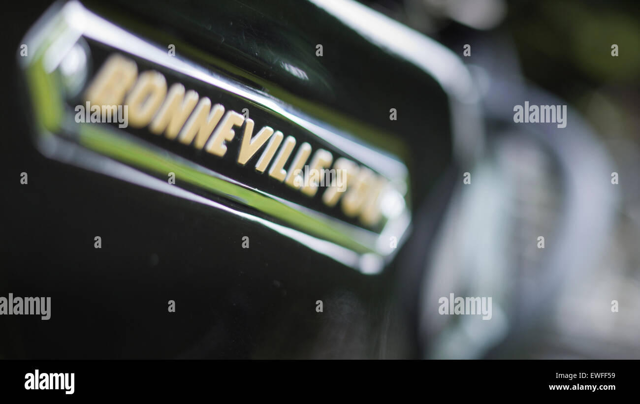 Triumph Bonneville classic motorcycle trademark insignia Stock Photo ...