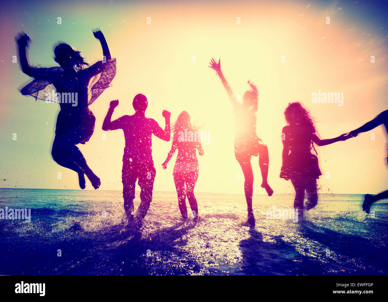 Diverse Beach Summer Friends Fun Running Concept Stock Photo - Alamy