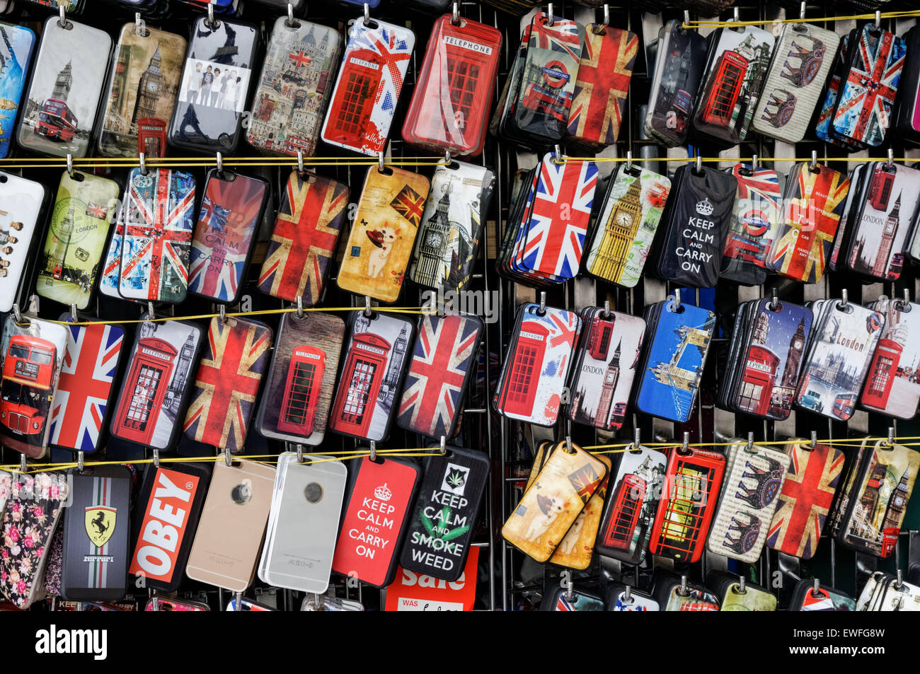 Stall with smartphone cases on Trafalgar Square, London England United ...
