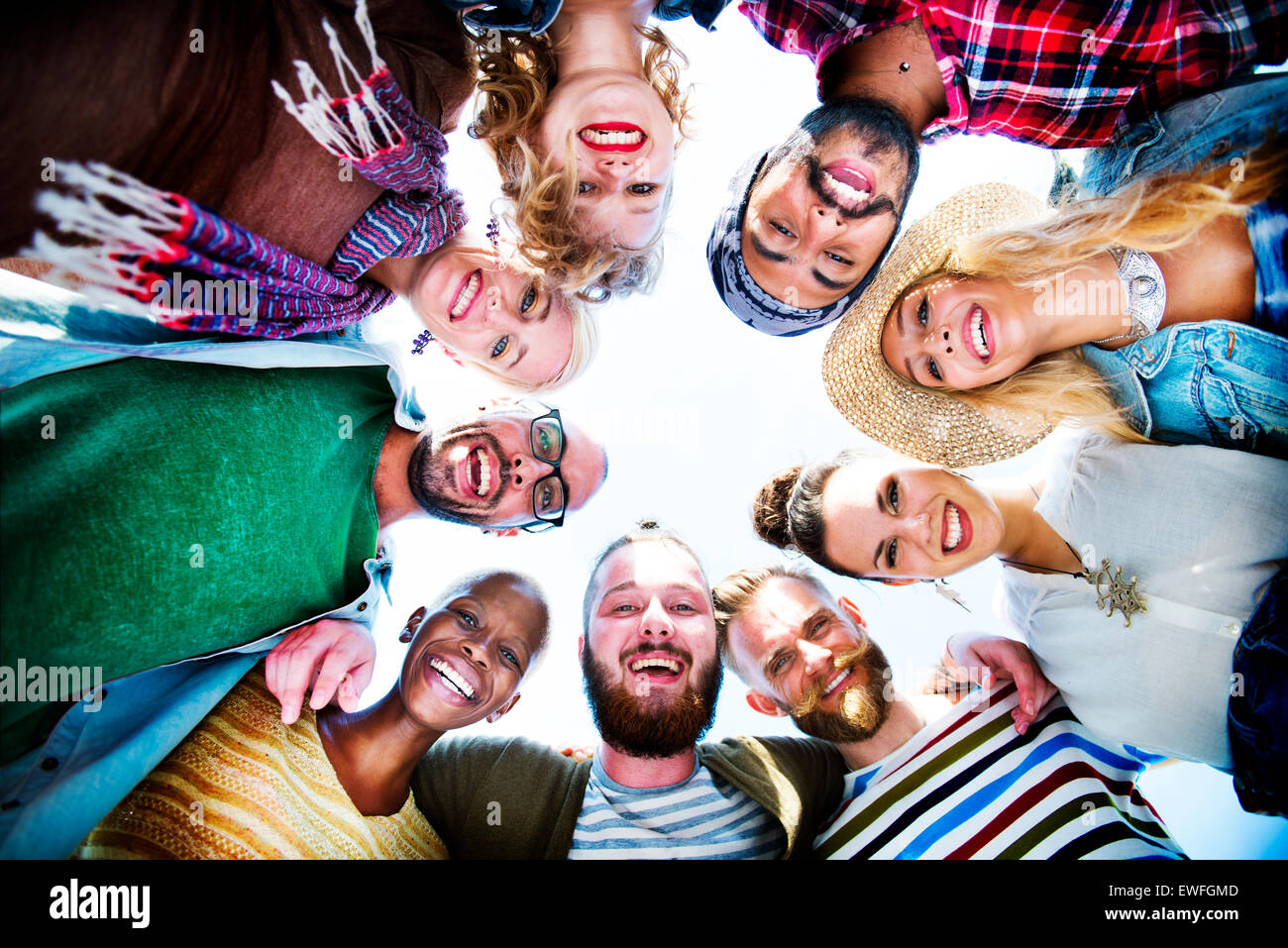 Friendship Huddle Happiness Beach Summer Concept Stock Photo - Alamy