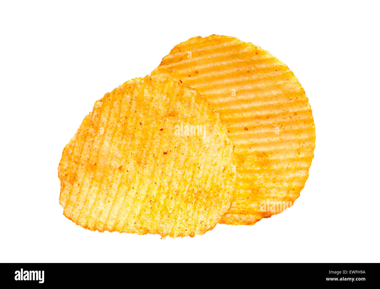 Potato ripple chips snack isolated on white Stock Photo - Alamy