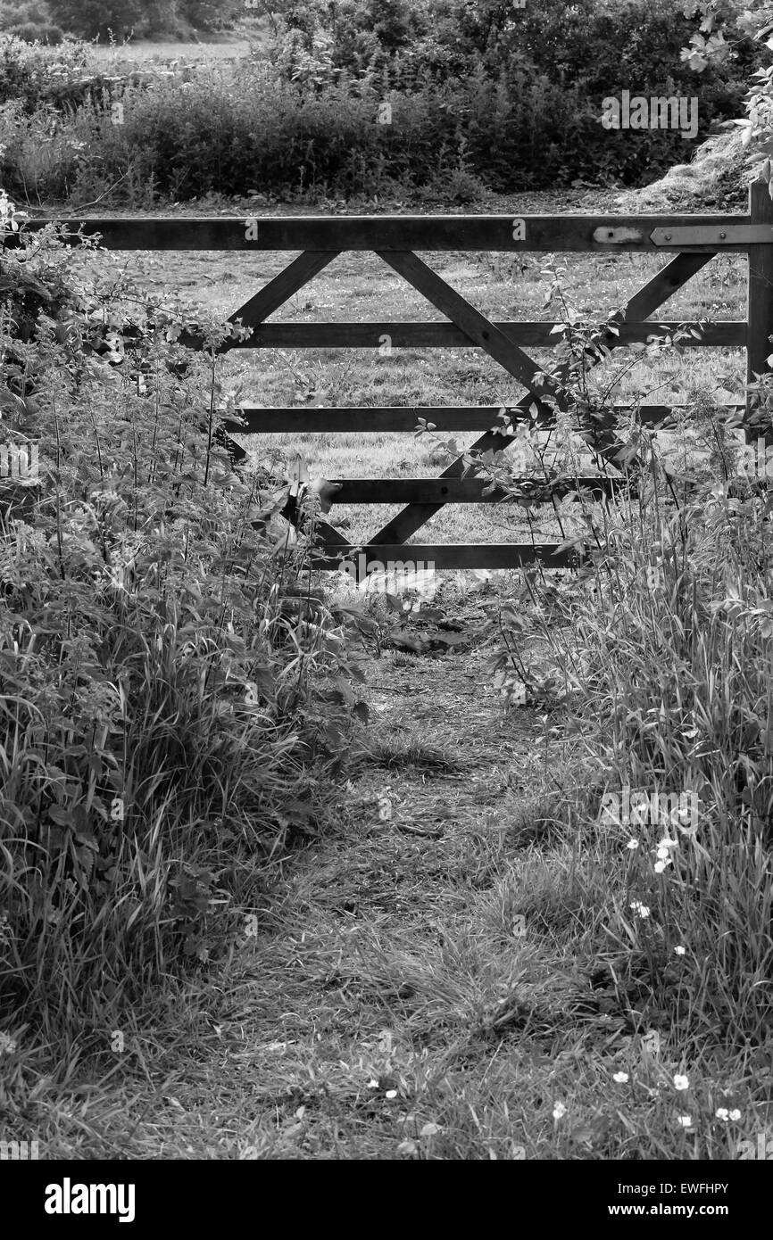 Public footpath gate Black and White Stock Photos & Images - Alamy