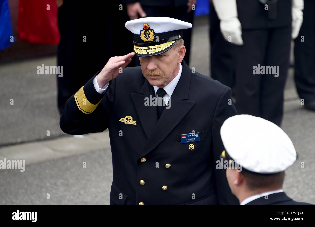 Kiel, Germany. 25th June, 2015. German Commodore Joerg Klein stands at ...