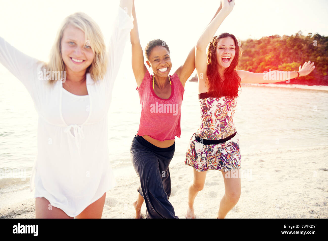 Group of friends having a summer beach party Stock Photo - Alamy
