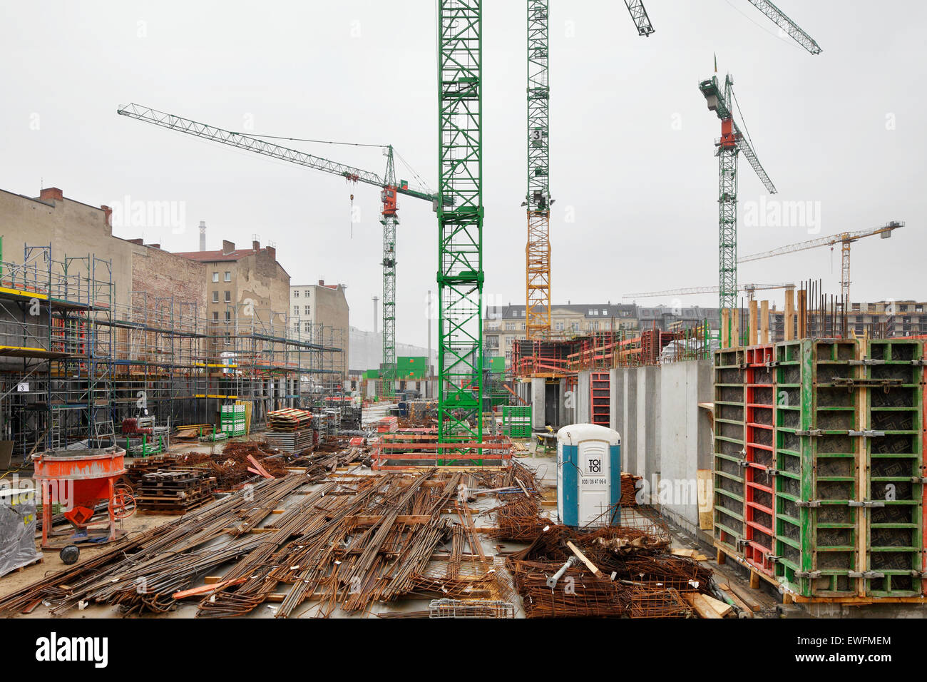 Berlin, Germany, construction site for new residential buildings of the ...