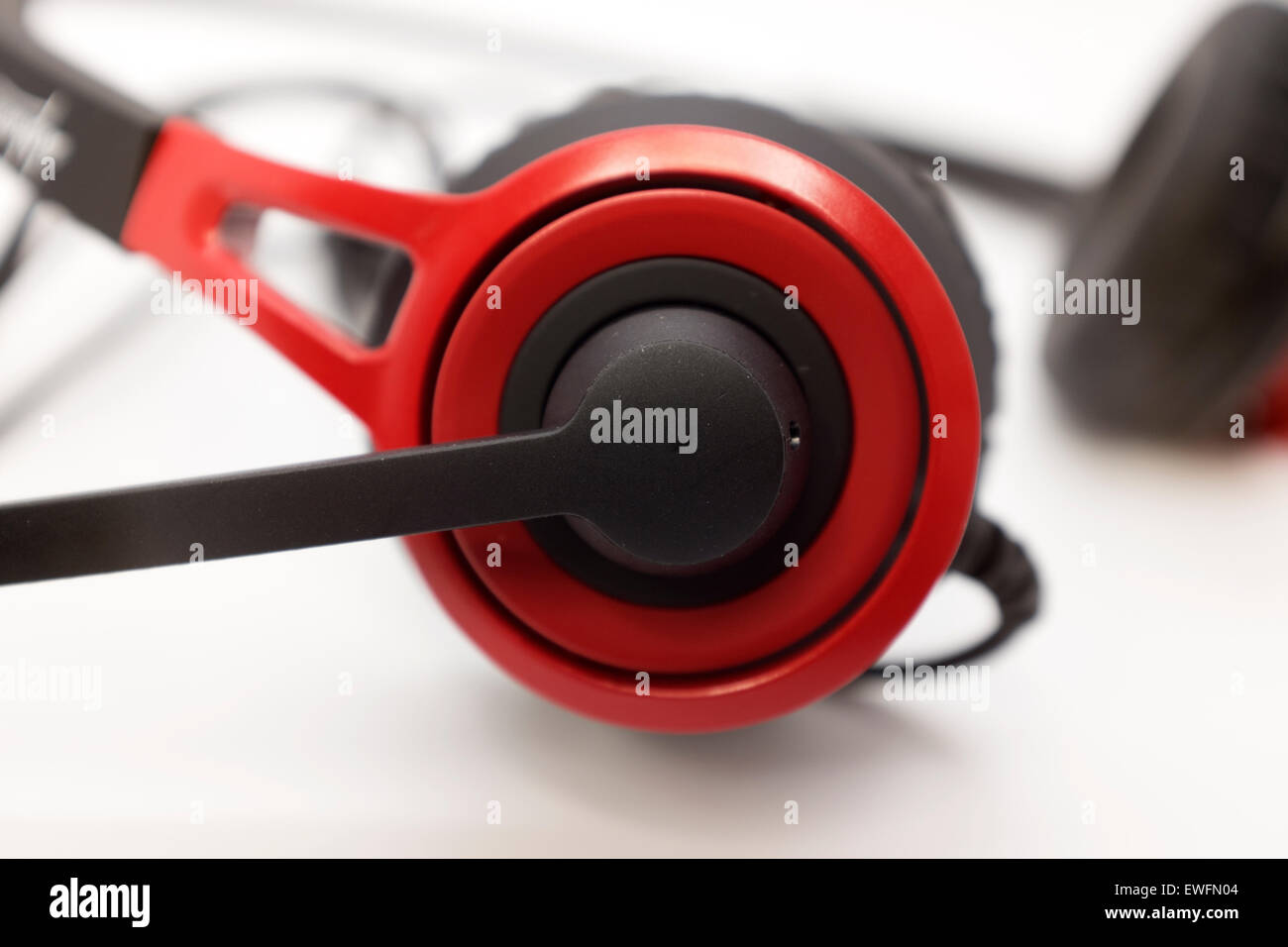 Bright Red Headset Headphones Office Callcentre Stock Photo - Alamy