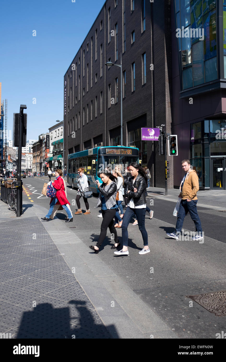 Busy Street Crossing in Inner City People Shoppers Stock Photo - Alamy