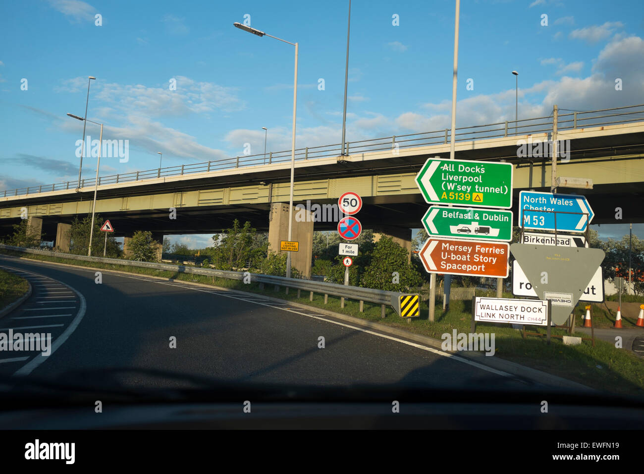 M53 Motorway Liverpool All Docks North Wales Ferry Stock Photo - Alamy