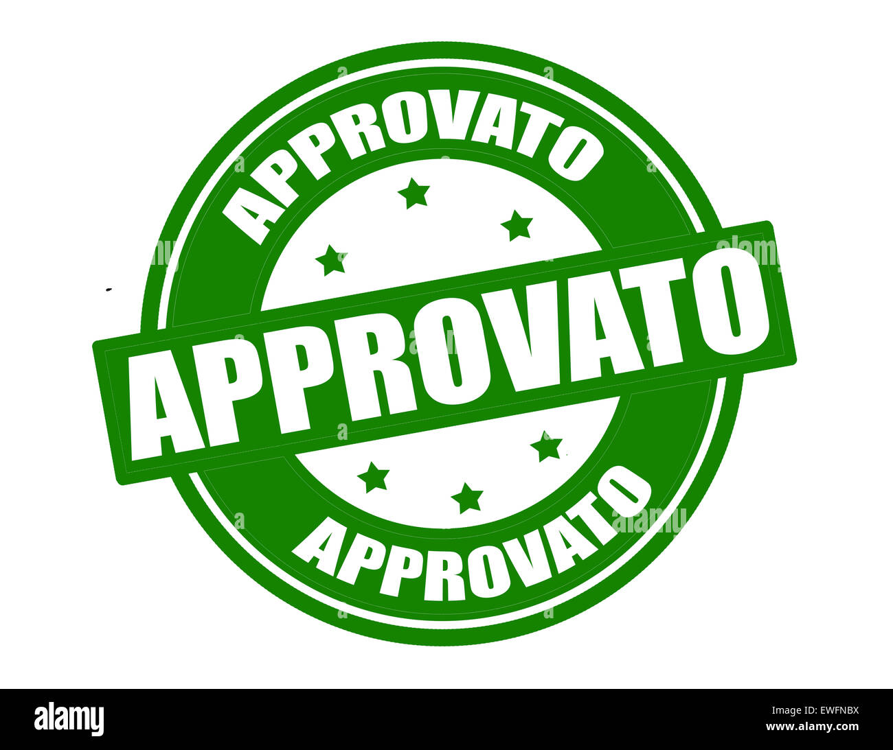 Rubber stamp with word approved in Italian language inside ...