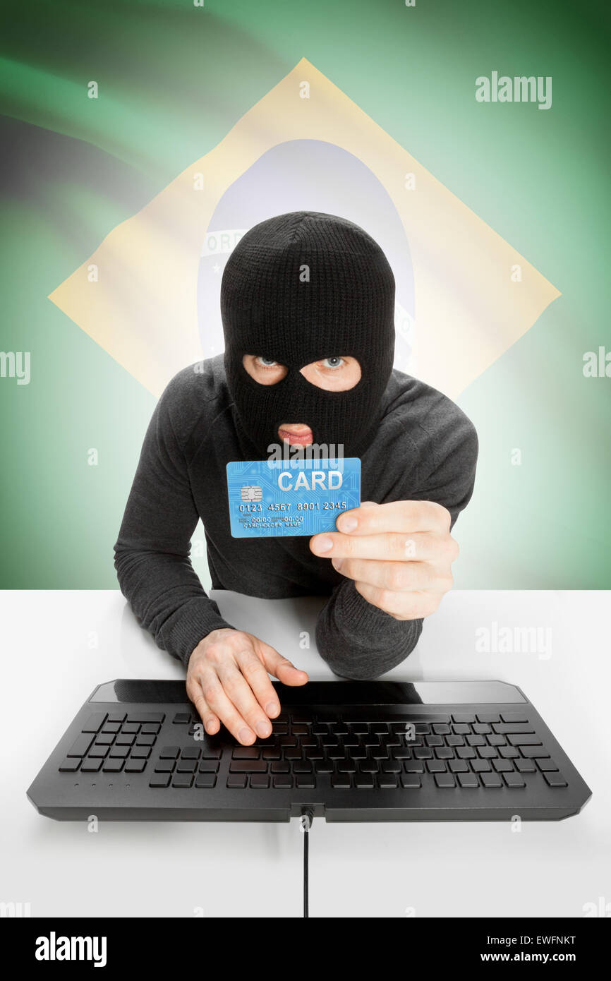 Cybercrime concept with flag on background - Brazil Stock Photo - Alamy
