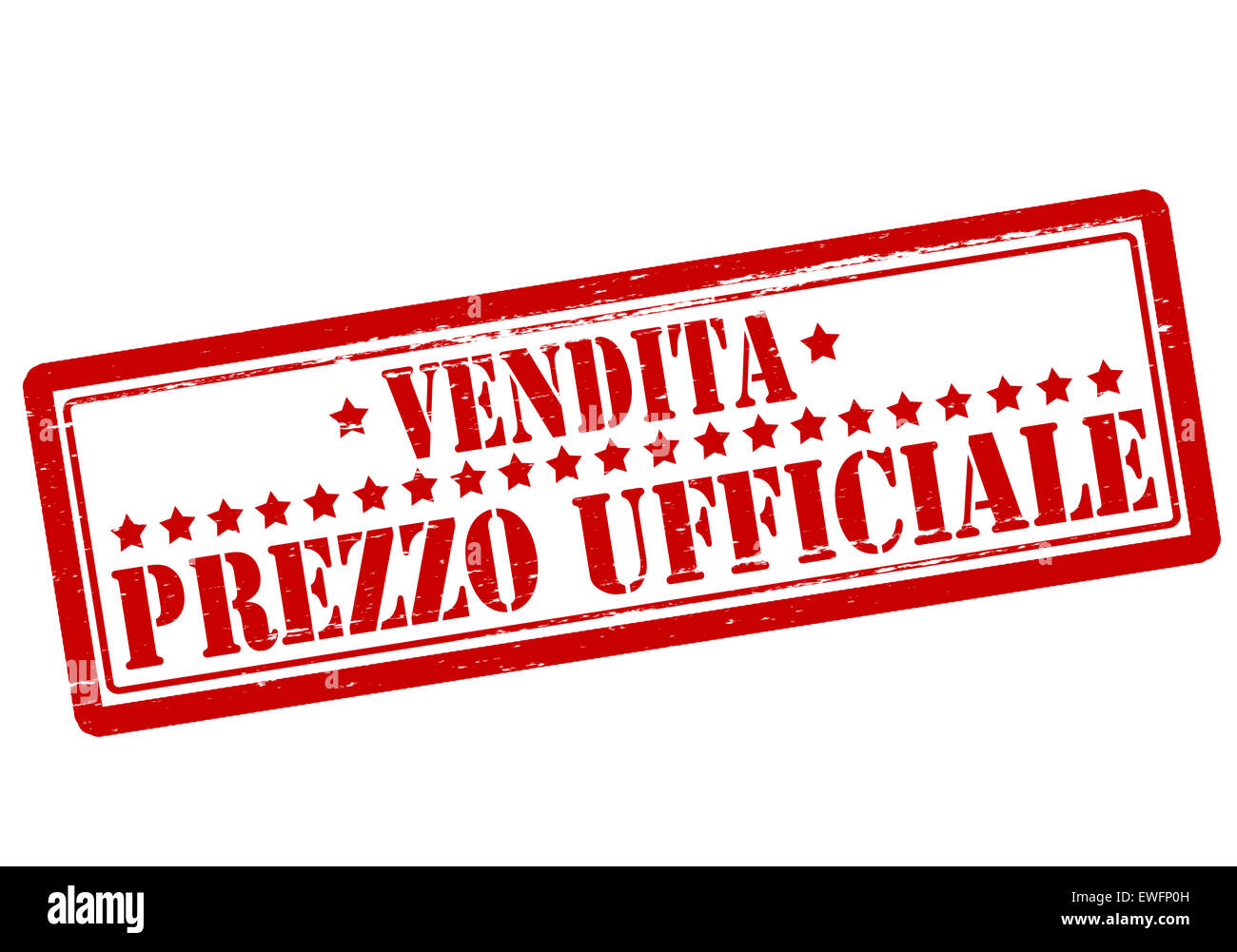 Rubber stamp with text official price in Italian language inside ...
