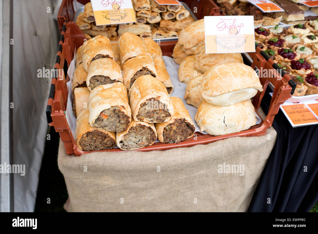 Huge Big Sausage rolls Cornish Pasties Pasty Stock Photo - Alamy