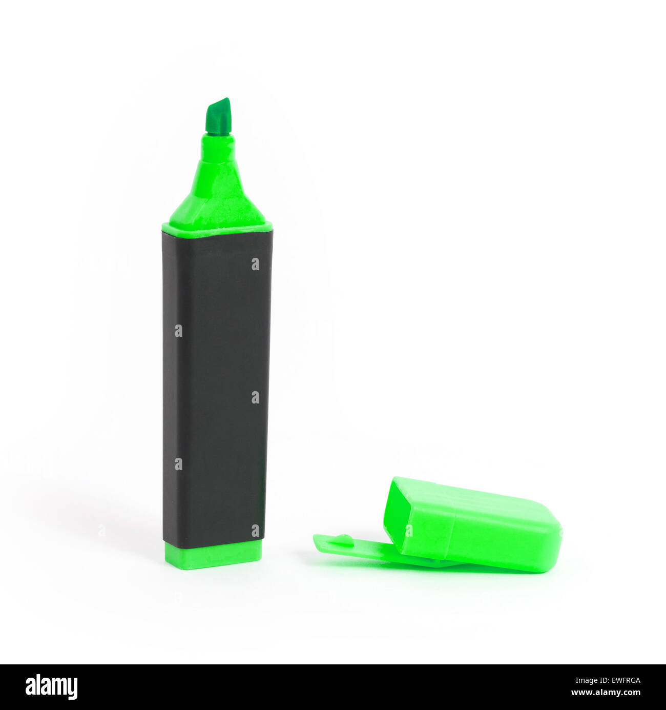 Green highlighter isolated over a white background Stock Photo - Alamy