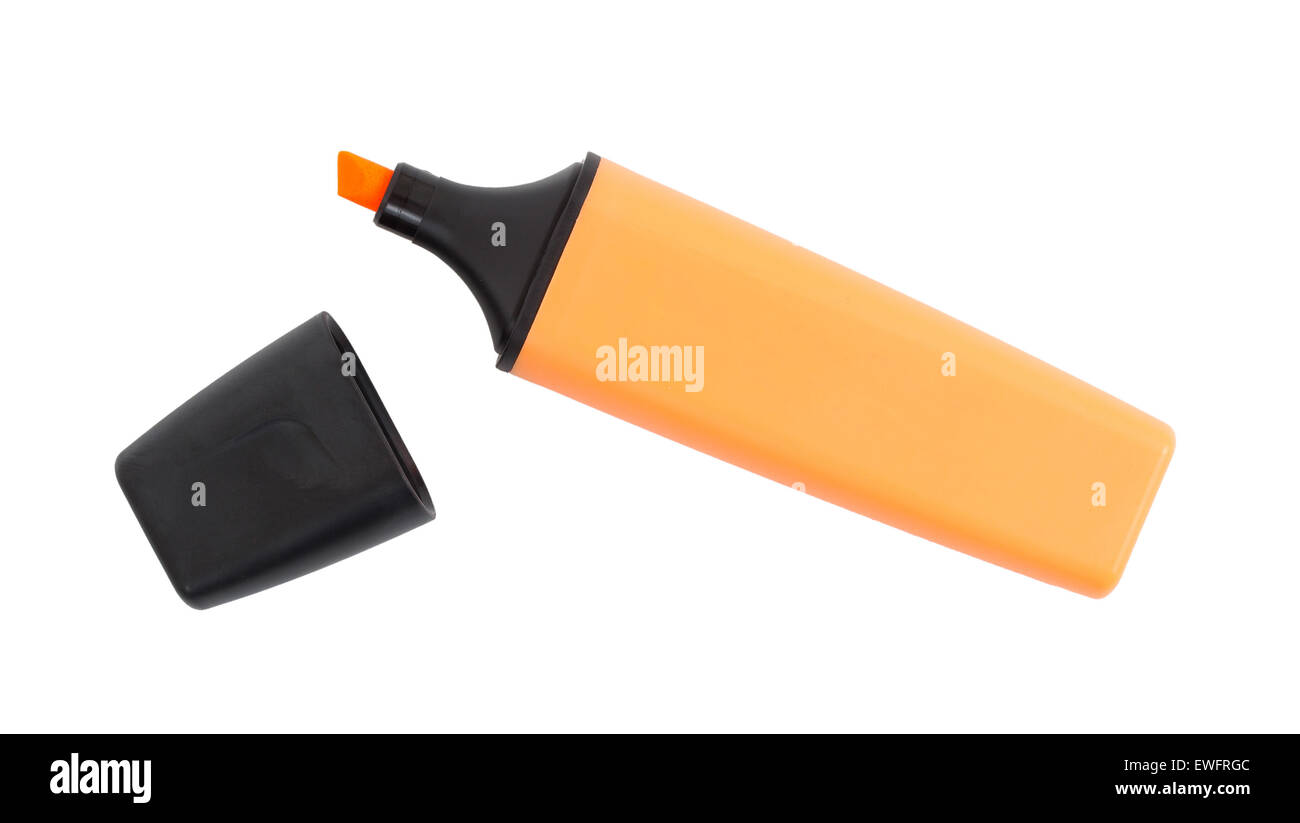 Orange highlighter isolated over a white background Stock Photo - Alamy