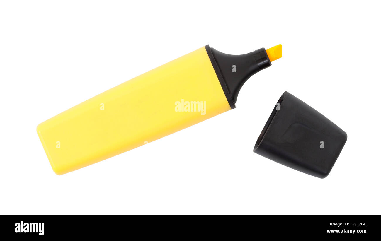 Yellow highlighter isolated over a white background Stock Photo - Alamy