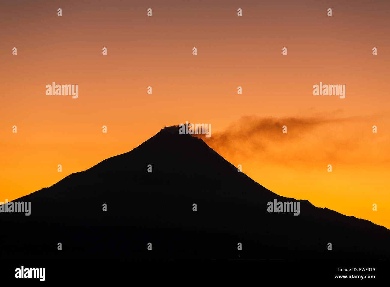 Merapi volcano on sunrise viewing from Borobudur Temple (silhouette ...