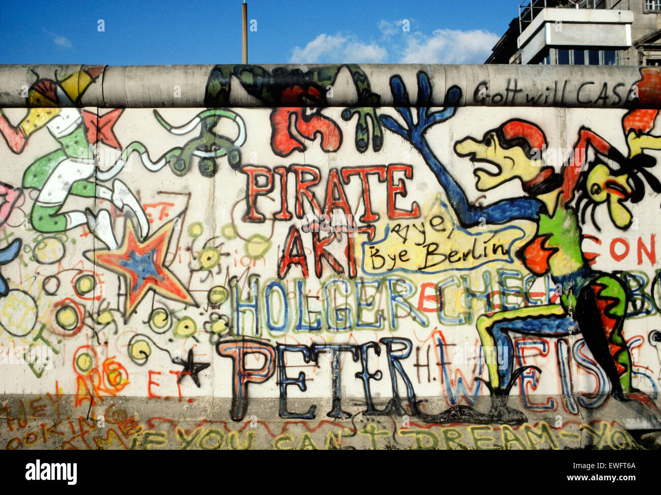 Berlin, Germany, Graffiti on the Berlin Wall in the Stresemannstrasse ...