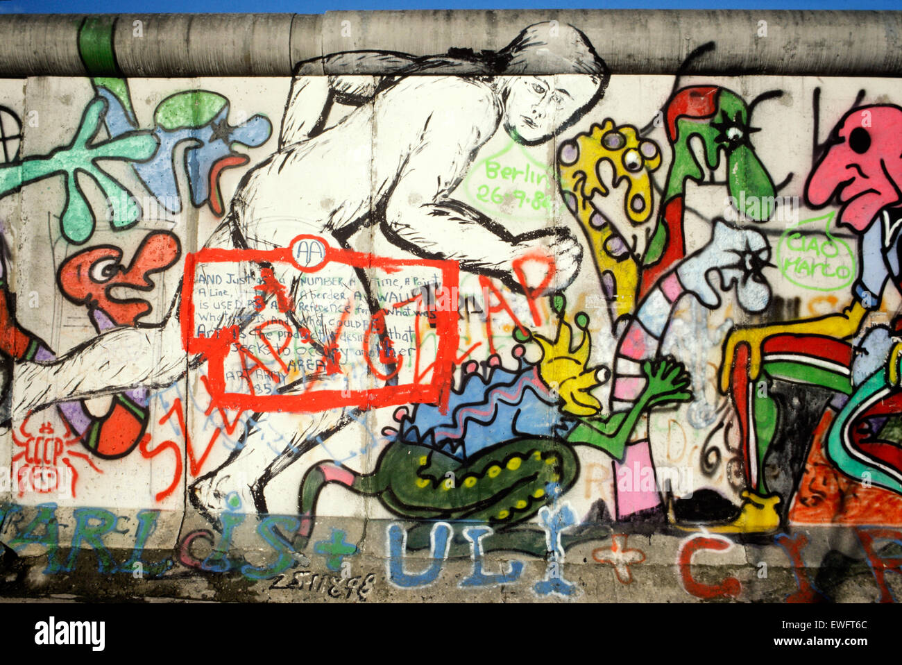 Berlin, Germany, Graffiti on the Berlin Wall in the Stresemannstrasse ...