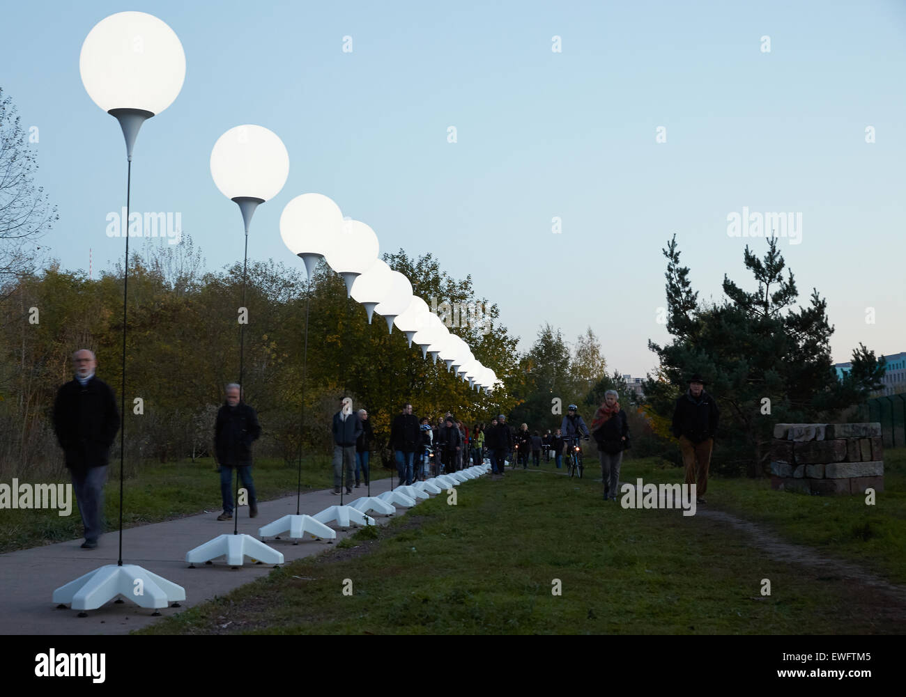 Berlin, Germany, light installation Light limit to 25 years fall of the ...