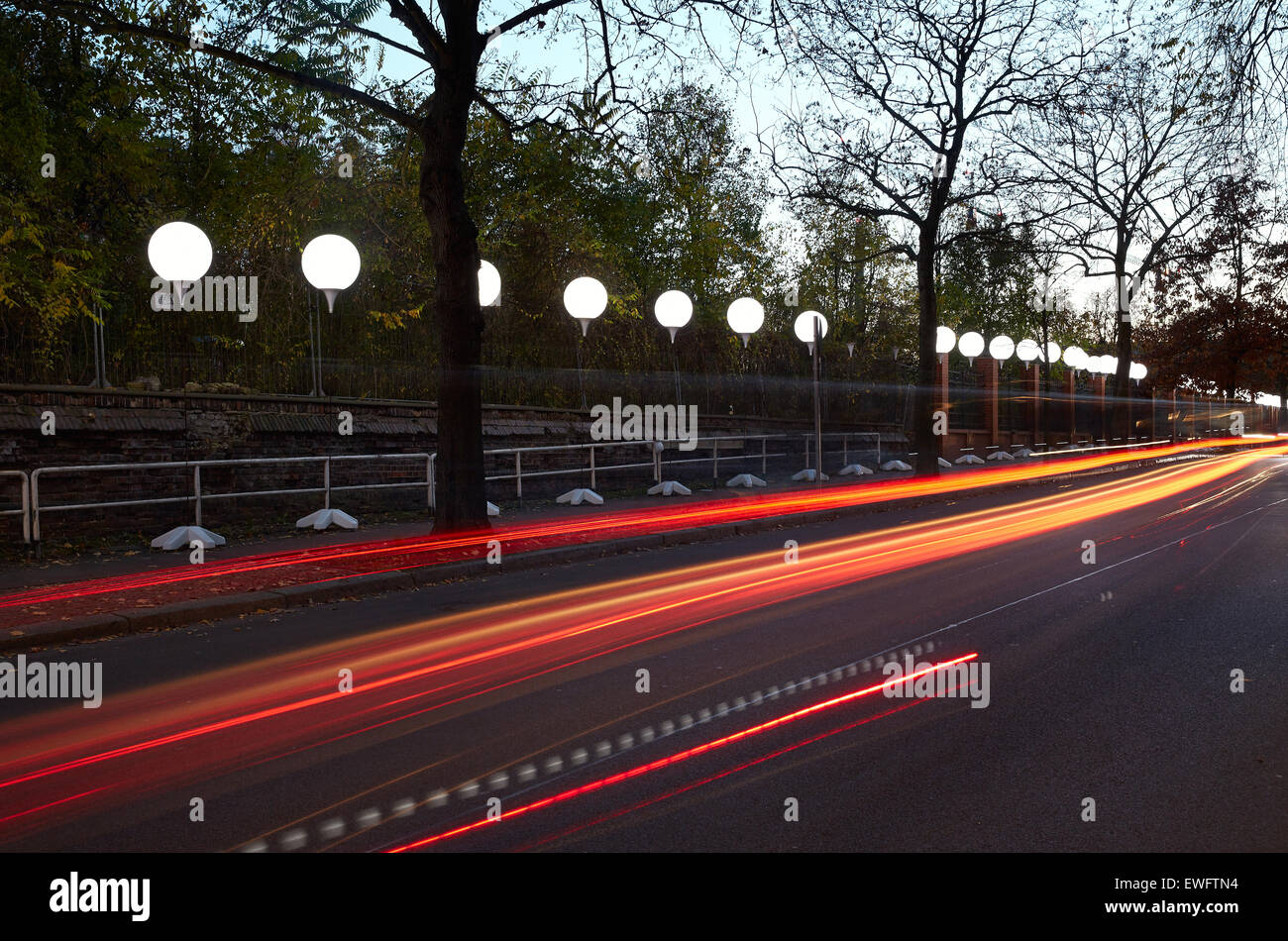 Berlin, Germany, light installation Light limit to 25 years fall of the ...