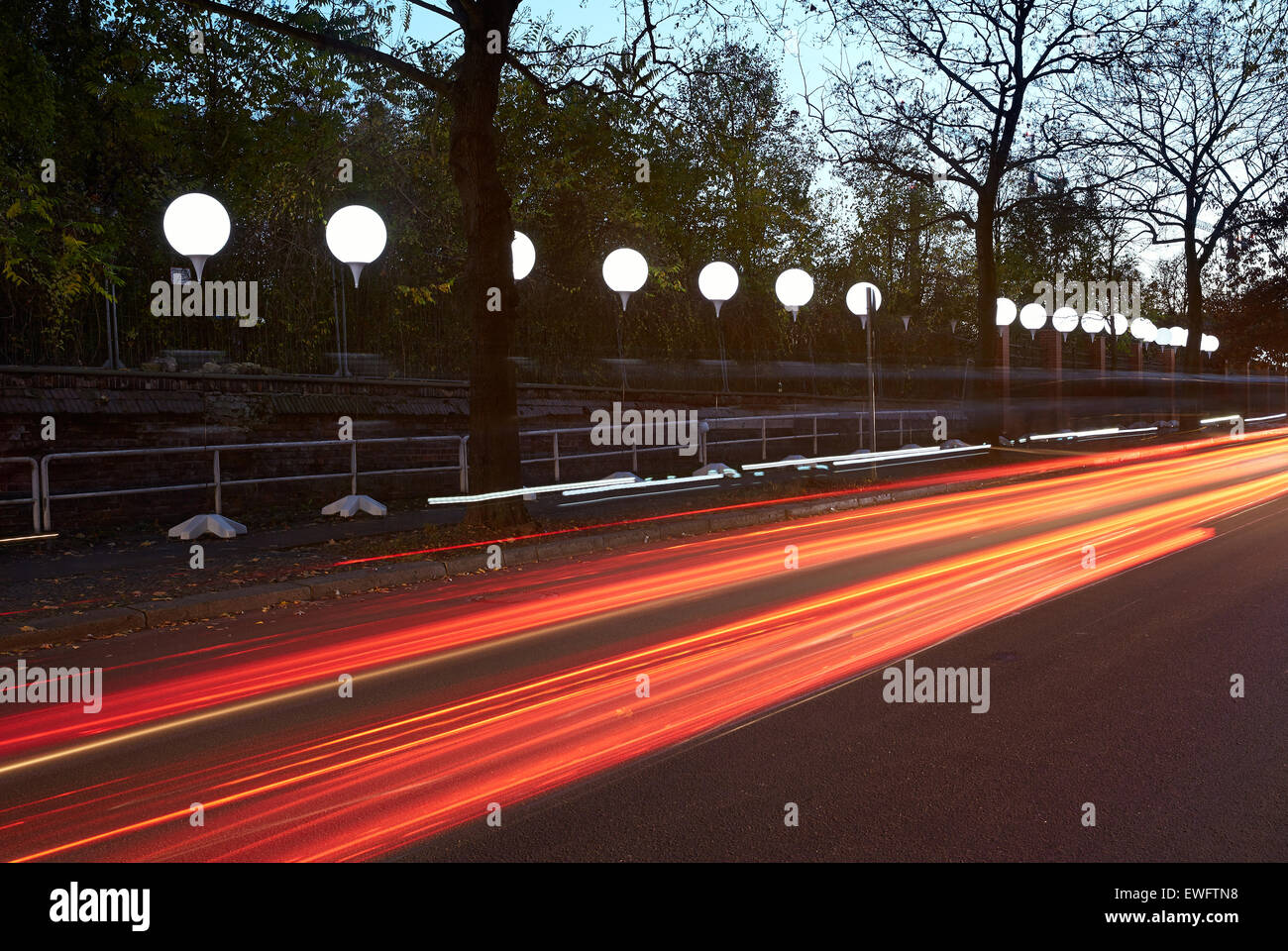 Berlin, Germany, light installation Light limit to 25 years fall of the ...