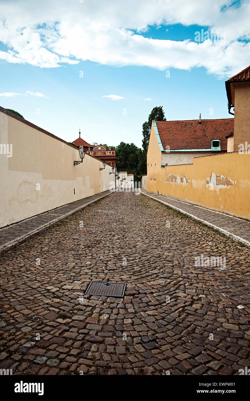 The paving stone road in a village Stock Photo - Alamy