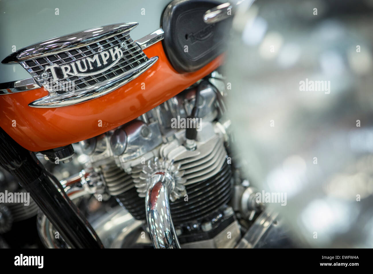 Triumph Bonneville classic motorcycle trademark insignia Stock Photo ...