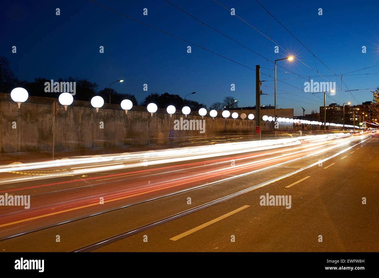 Berlin, Germany, light installation Light limit to 25 years fall of the ...