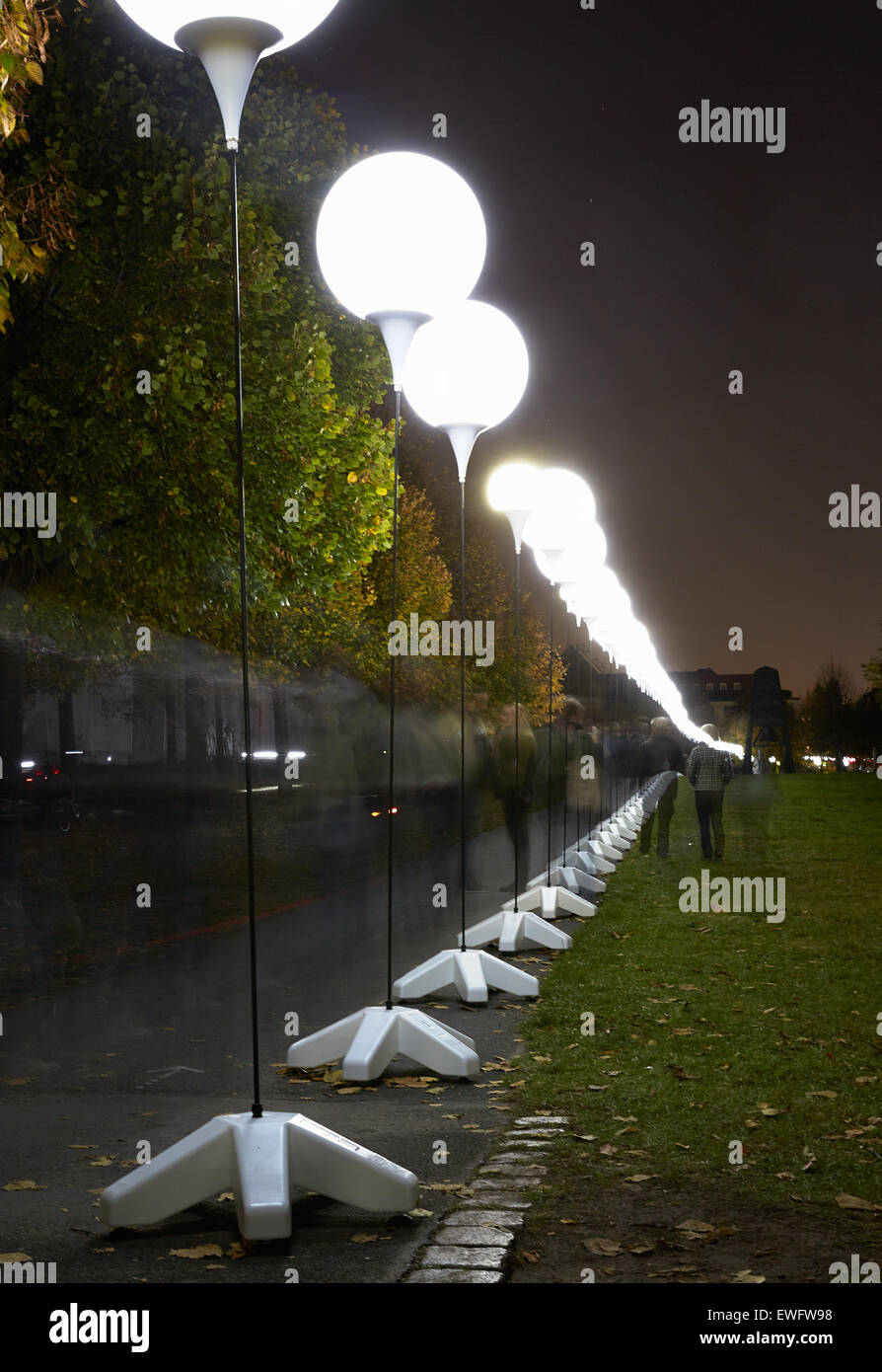 Berlin, Germany, light installation Light limit to 25 years fall of the ...