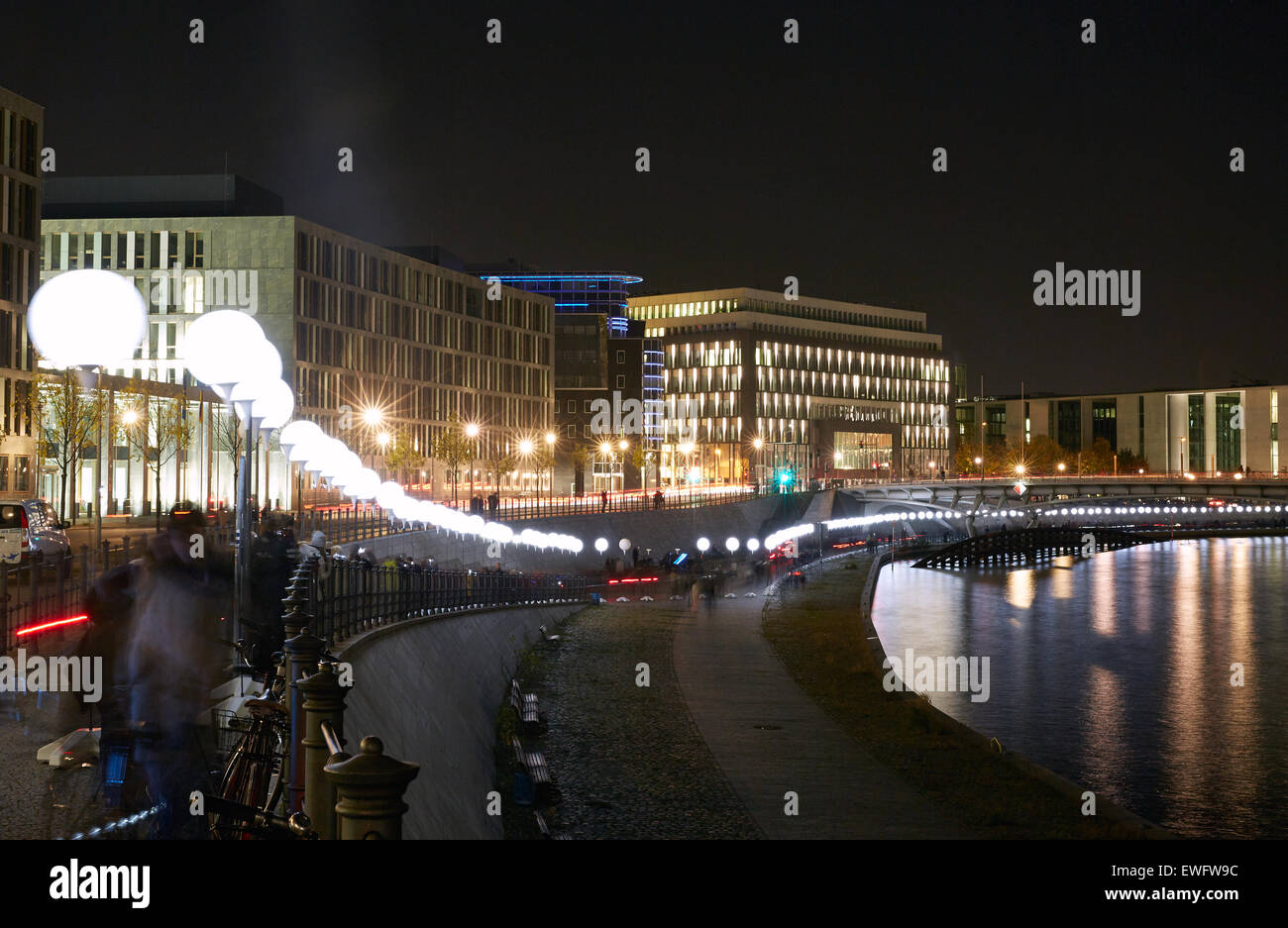 Berlin, Germany, light installation Light limit to 25 years fall of the ...