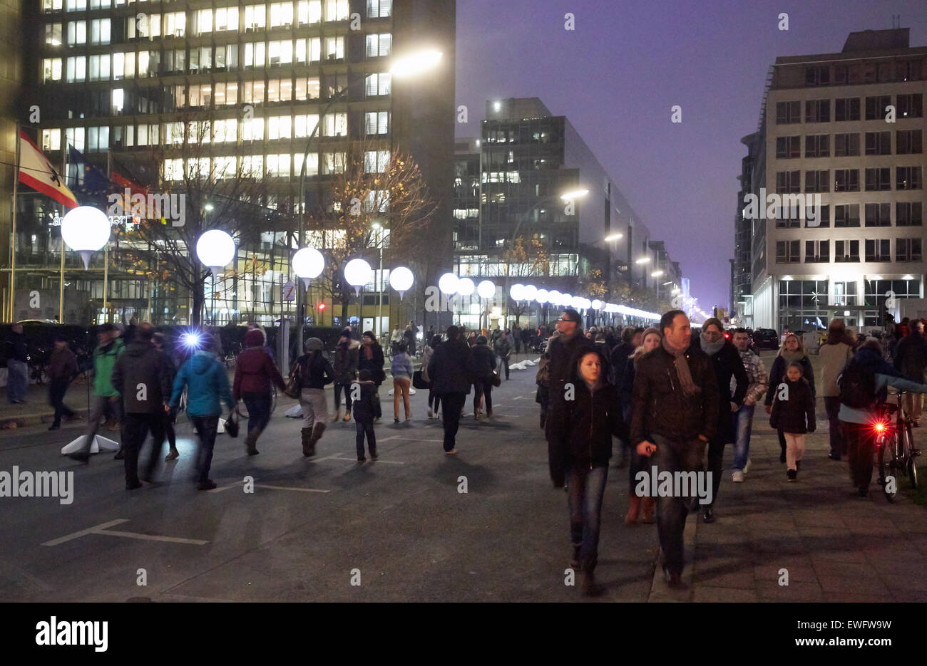 Berlin, Germany, light installation Light limit to 25 years fall of the ...