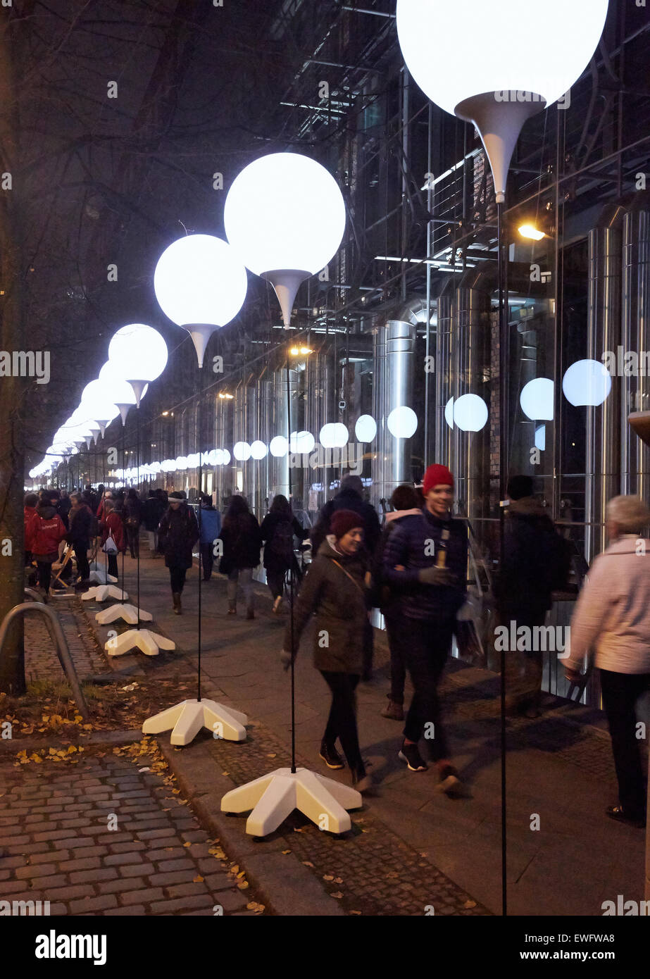 Berlin, Germany, light installation Light limit to 25 years fall of the ...