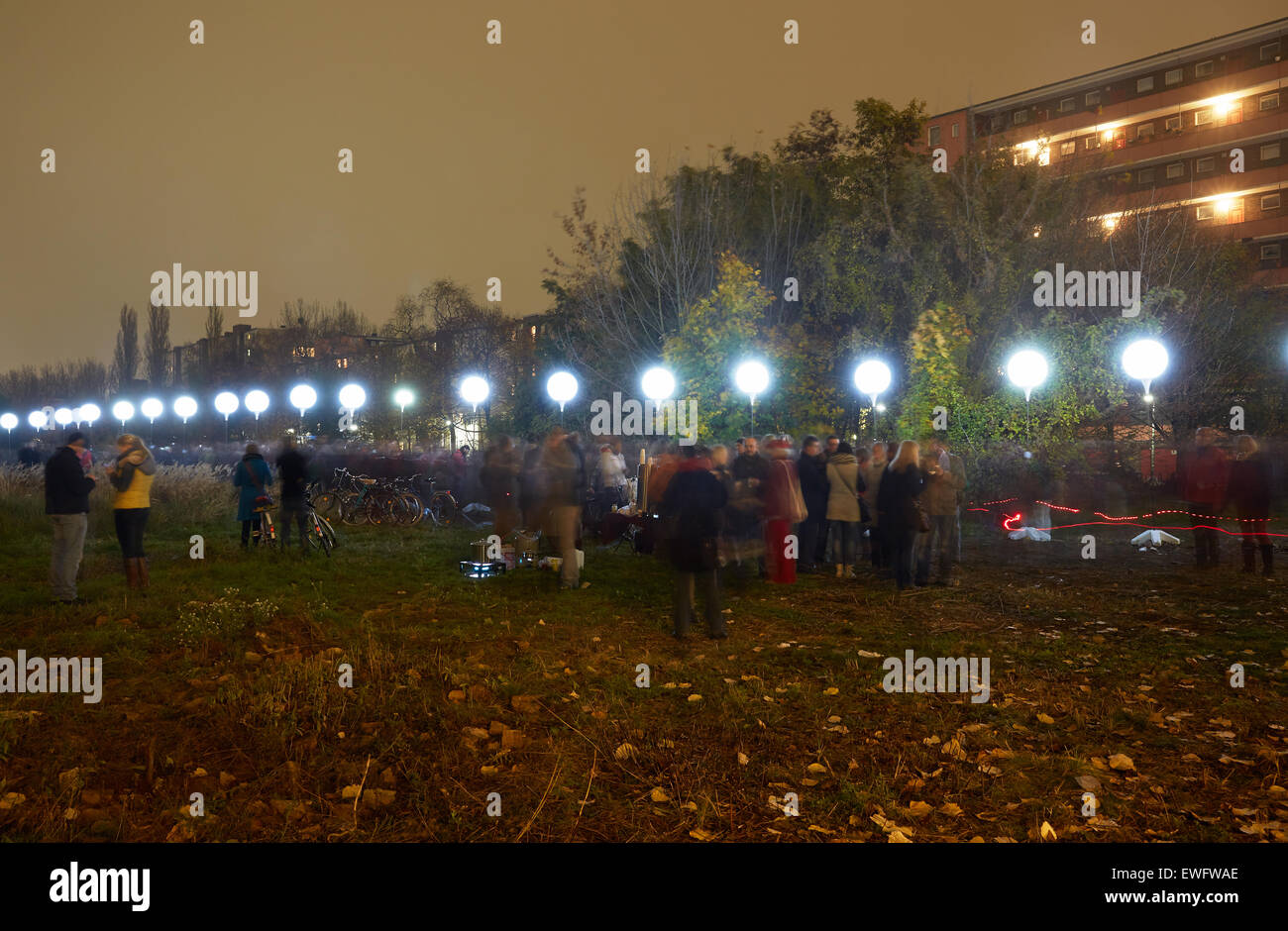 Berlin, Germany, light installation Light limit to 25 years fall of the ...