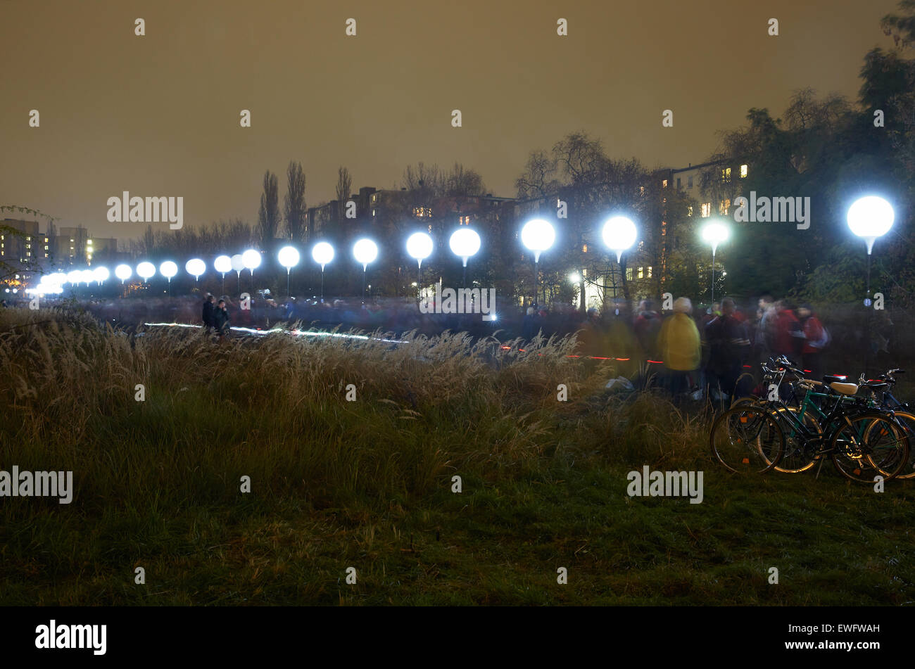 Berlin, Germany, light installation Light limit to 25 years fall of the ...
