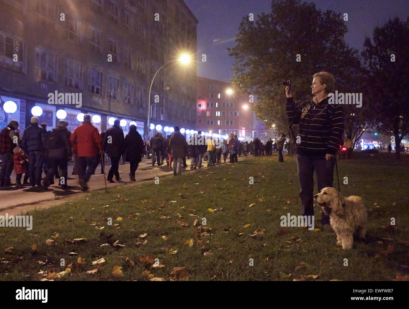 Berlin, Germany, light installation Light limit to 25 years fall of the ...