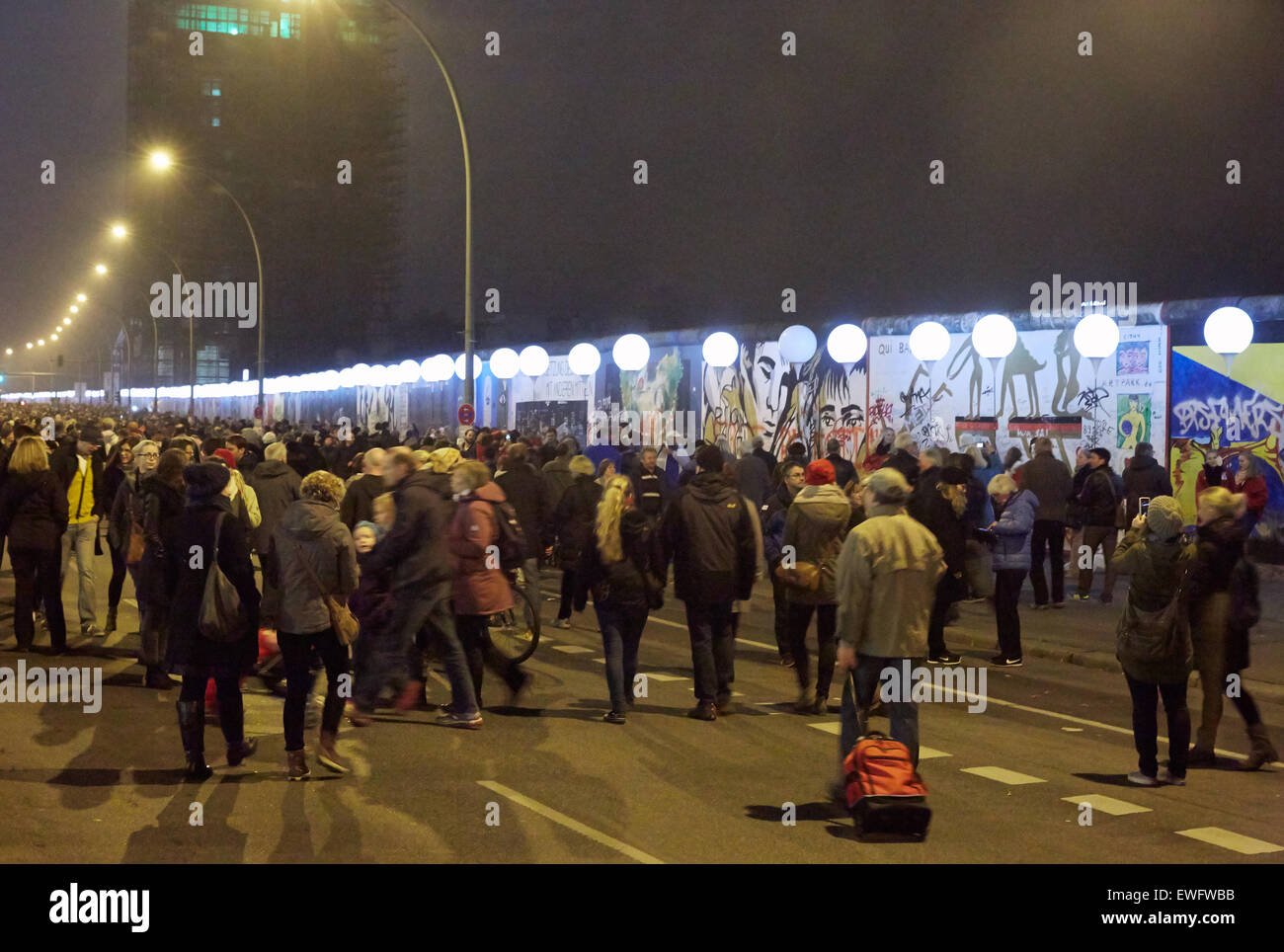 Berlin, Germany, light installation Light limit to 25 years fall of the ...