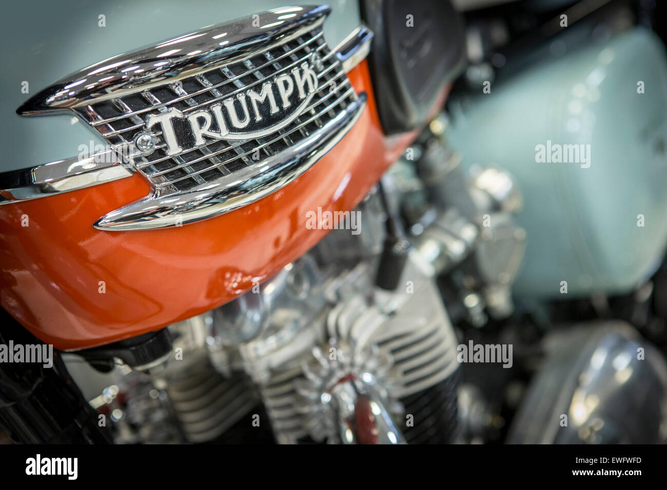 Triumph Bonneville classic motorcycle trademark insignia Stock Photo ...