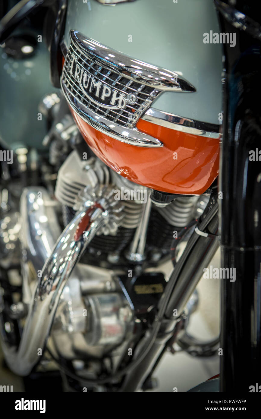 Triumph Bonneville classic motorcycle trademark insignia Stock Photo ...