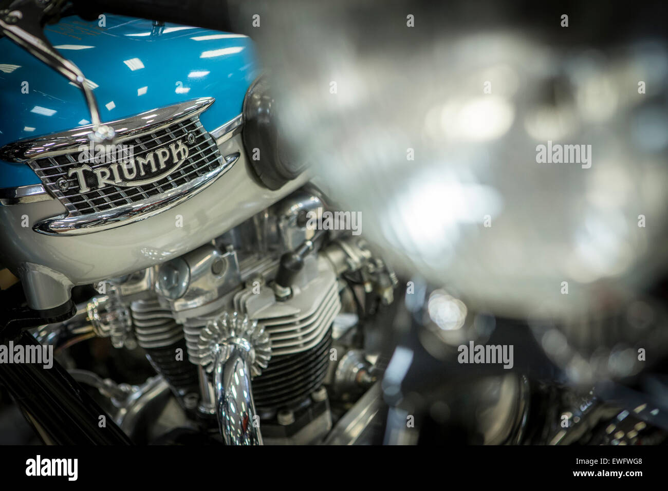 Triumph Bonneville classic motorcycle trademark insignia Stock Photo ...