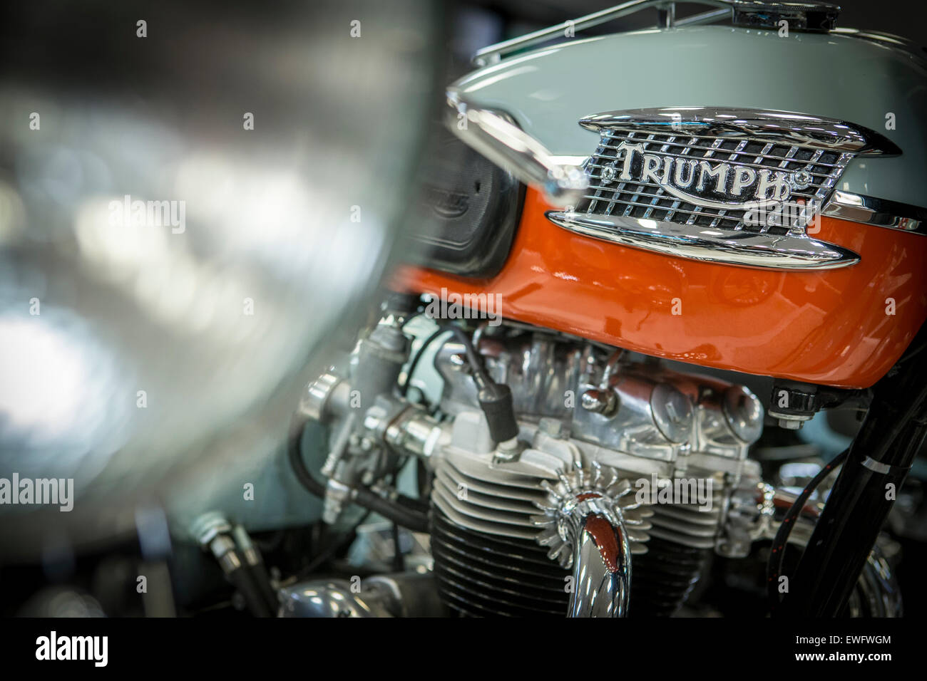 Triumph Bonneville classic motorcycle trademark insignia Stock Photo ...