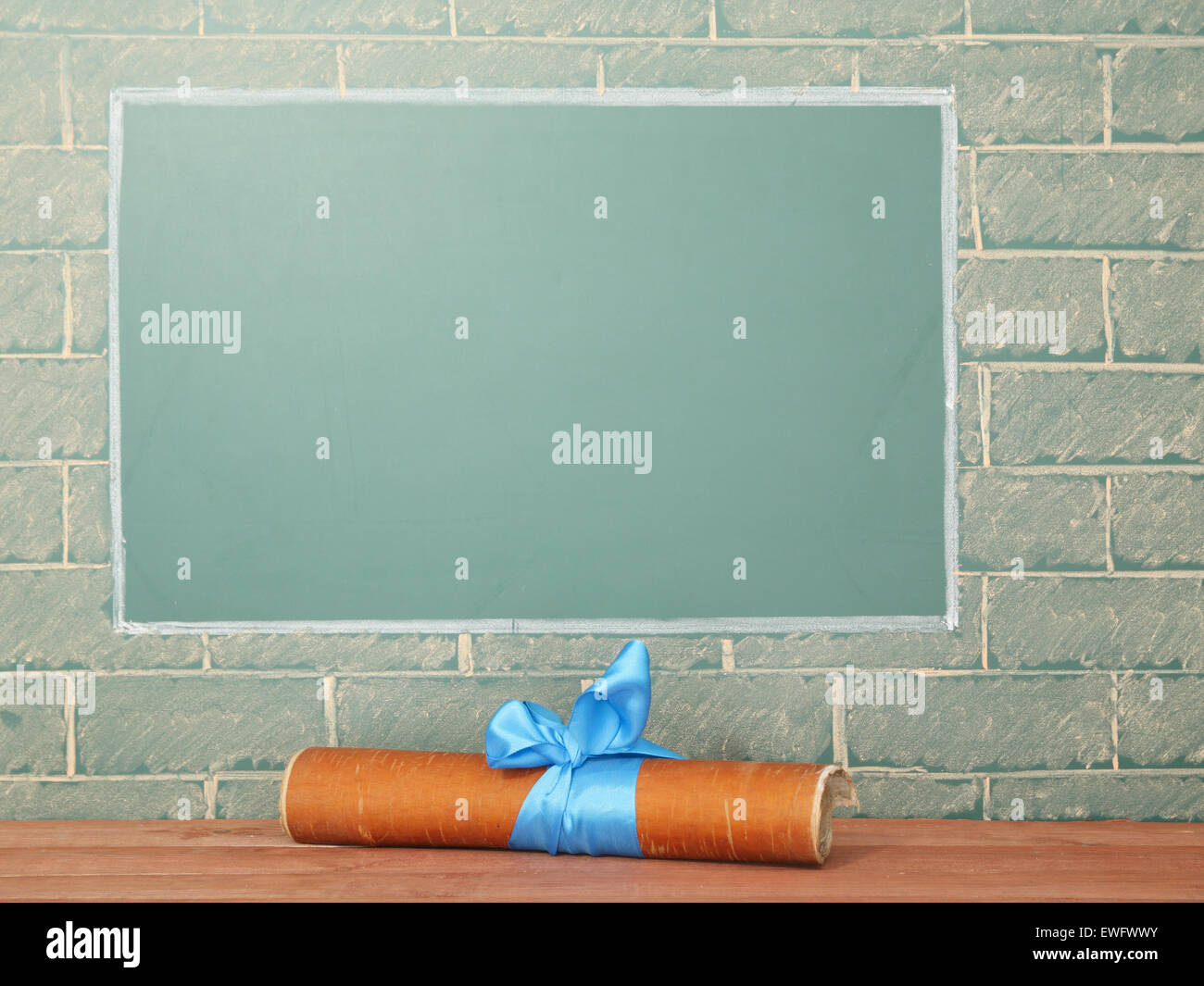 Classroom, manuscript scroll under blackboard with copy space Stock ...